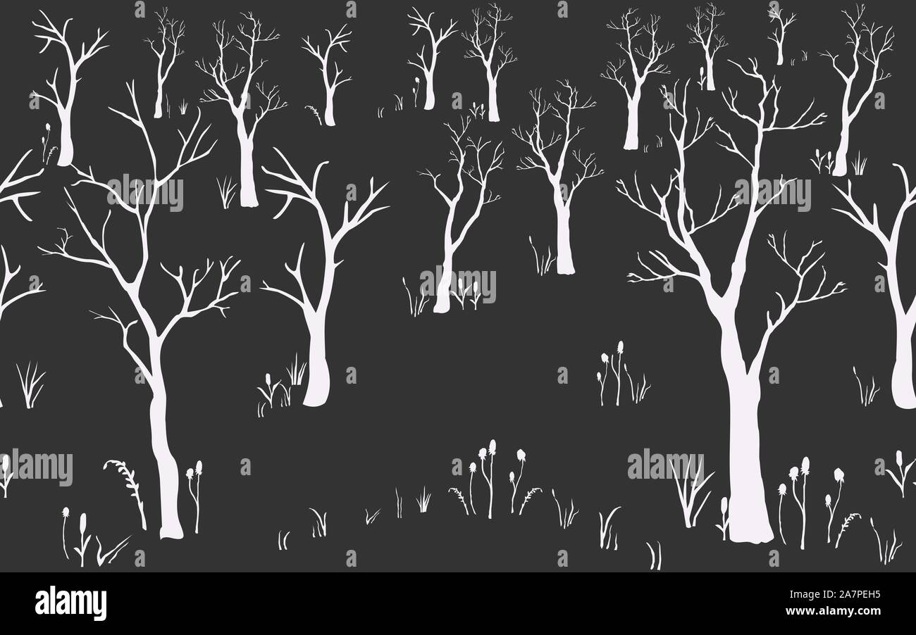 Trees with no leaves. Continuous Pattern. Vector Illustration Stock ...