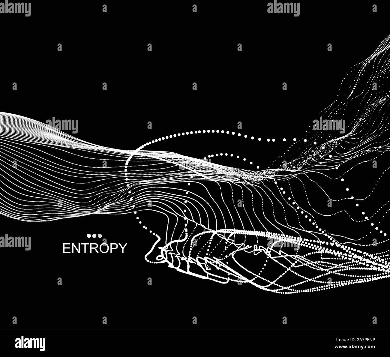 Wave Background. Abstract Vector Illustration. 3D Technology Style. Network Design with Particle ...