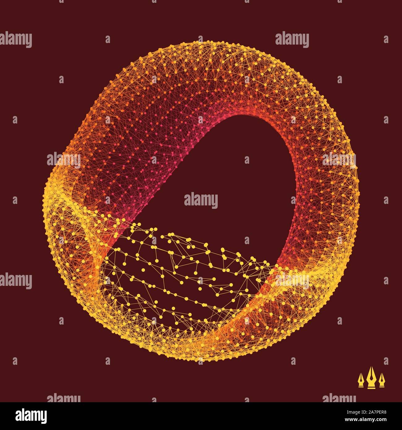 Wireframe Object with Lines and Dots. Abstract 3D Connection Structure. Geometric Shape for ...