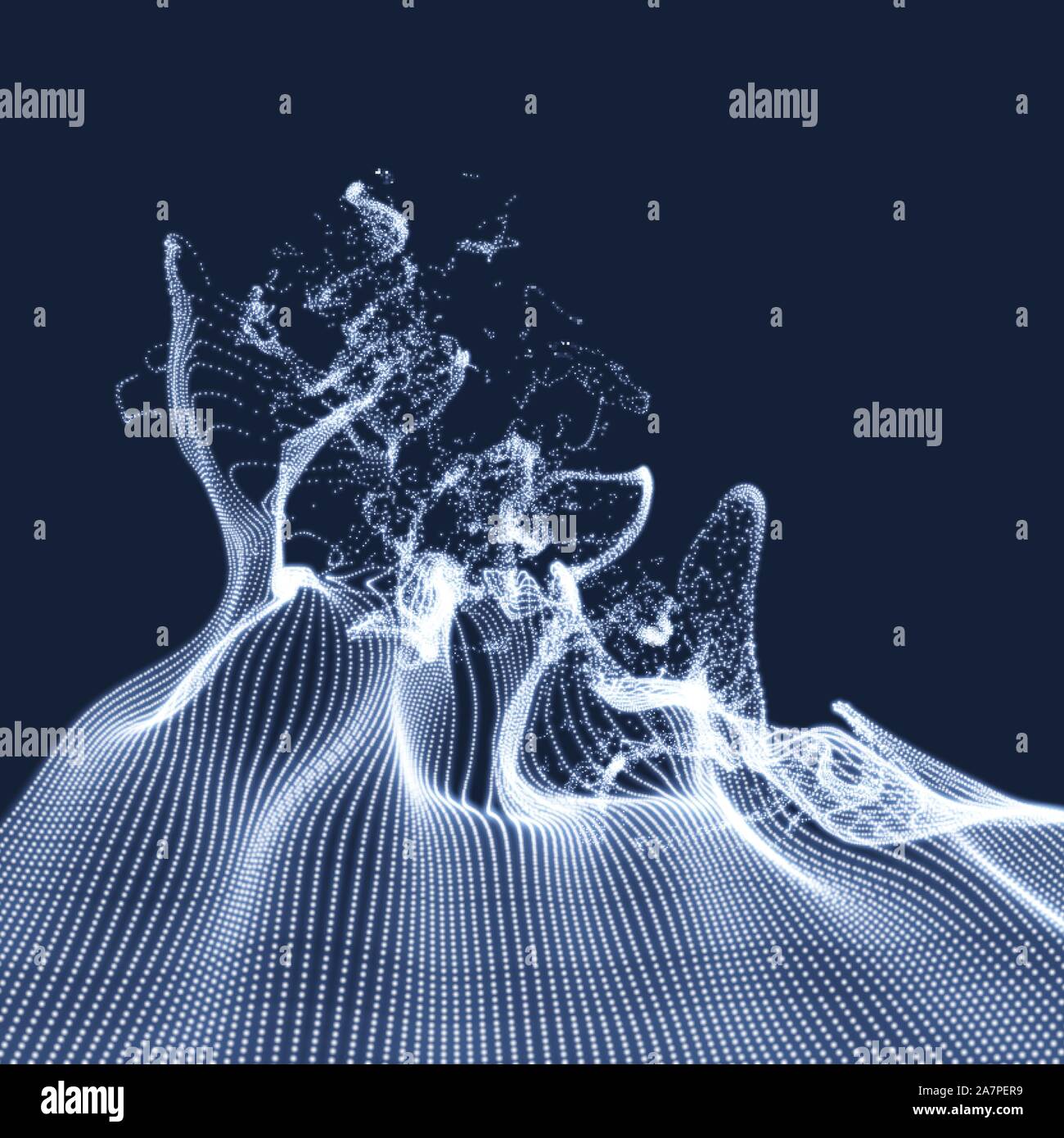 Array with Dynamic Emitted Particles. Water Splash Imitation. Abstract Background. Vector ...