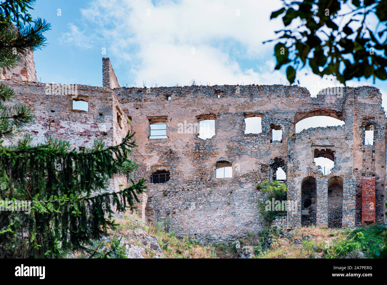The ancient castle of Beckov. Slovak ancient ruins.Tematin castle ruins ...