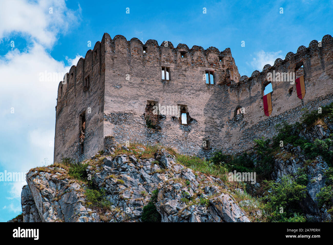 The ancient castle of Beckov. Slovak ancient ruins.Tematin castle ruins ...