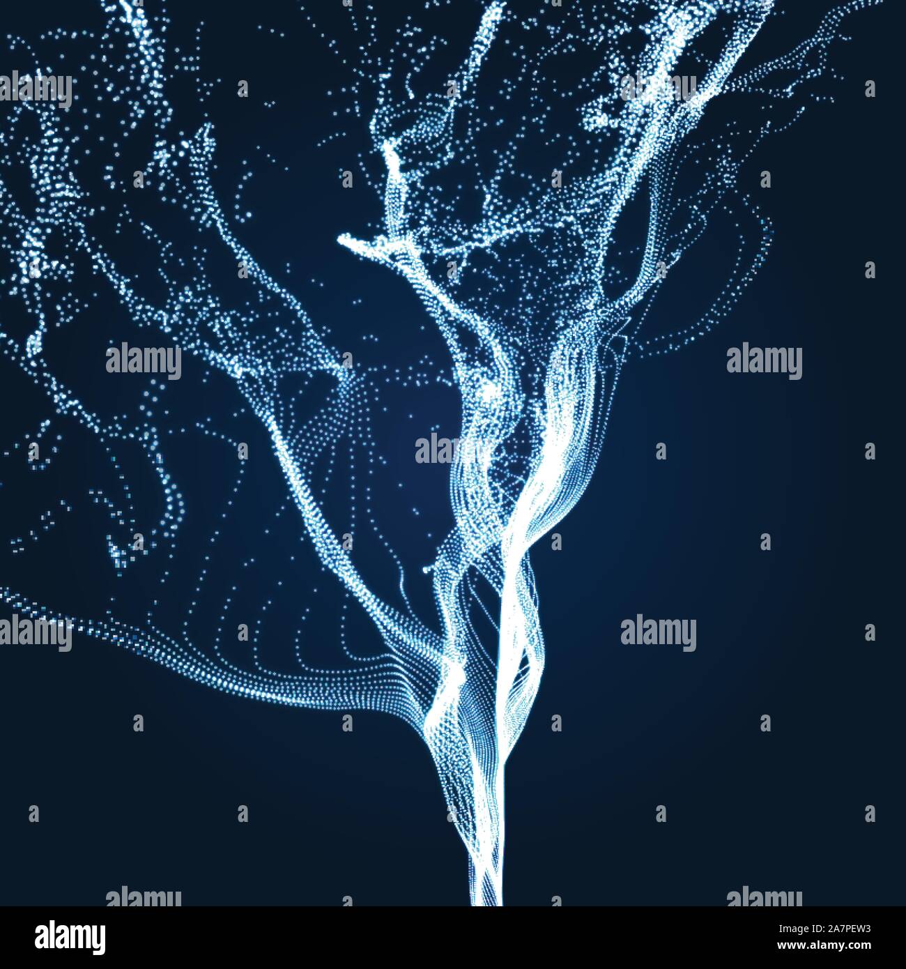 Array with Dynamic Particles. Wavy Background. Composition with Motion Effect. Abstract Vector ...
