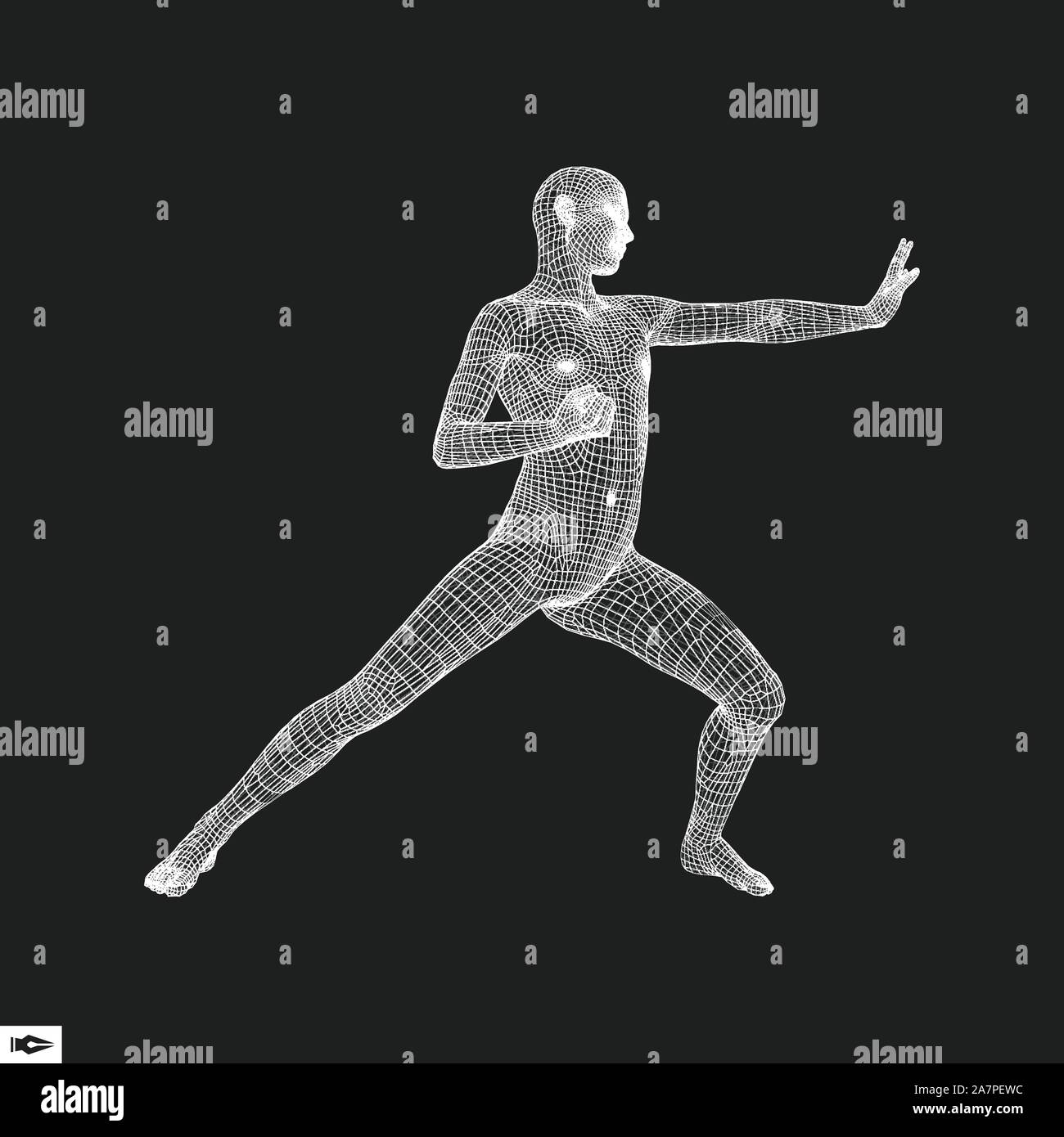 Fighter. 3D Model of Man. Human Body. Sport Symbol. Design Element ...