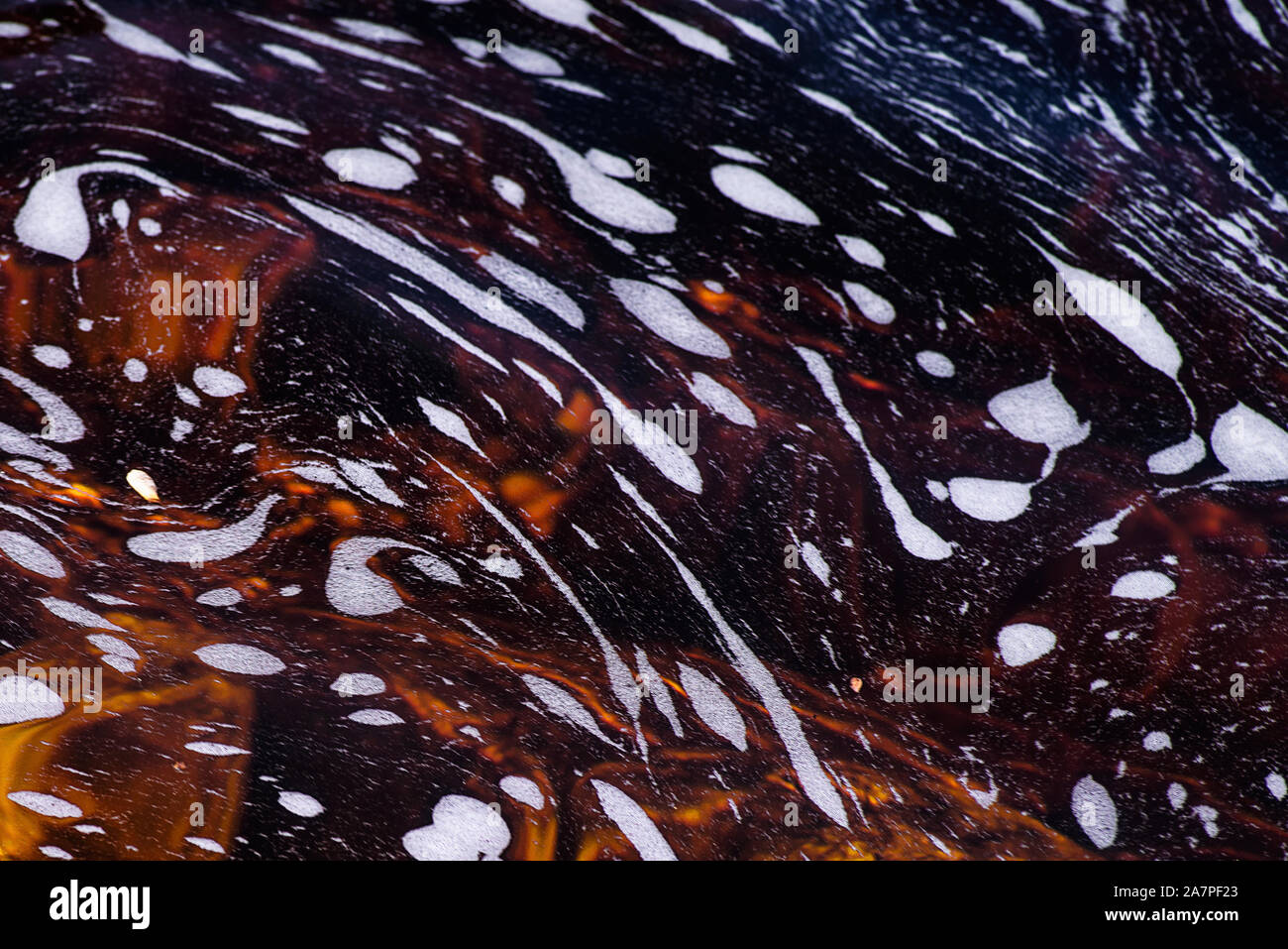 Foam on river water. Background from foam on river water, close-up ...