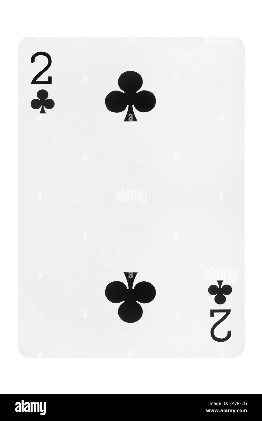 Two of clubs playing card on white background Stock Photo - Alamy
