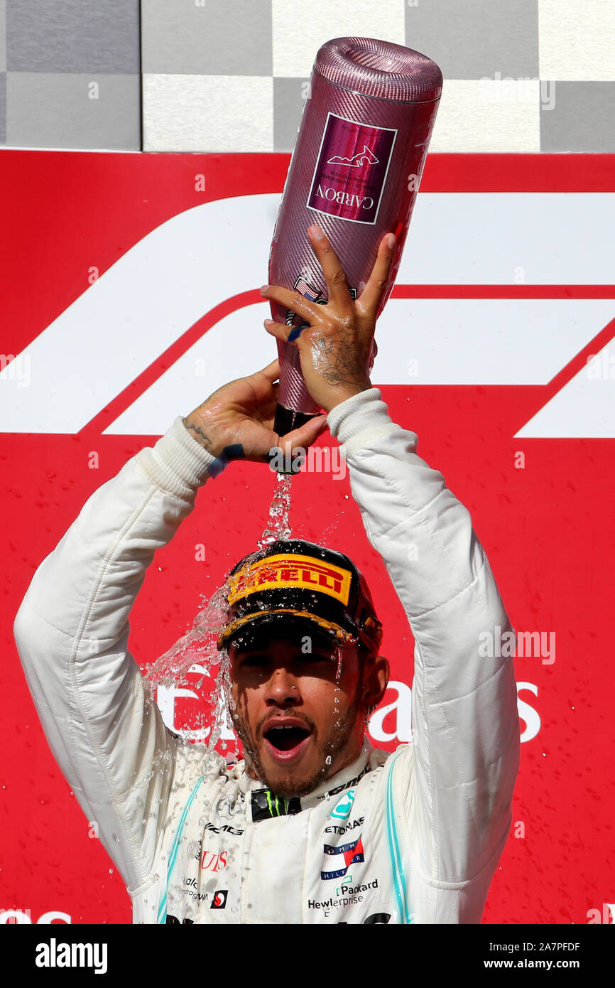 Mercedes driver Lewis Hamilton celebrates winning his sixth world ...