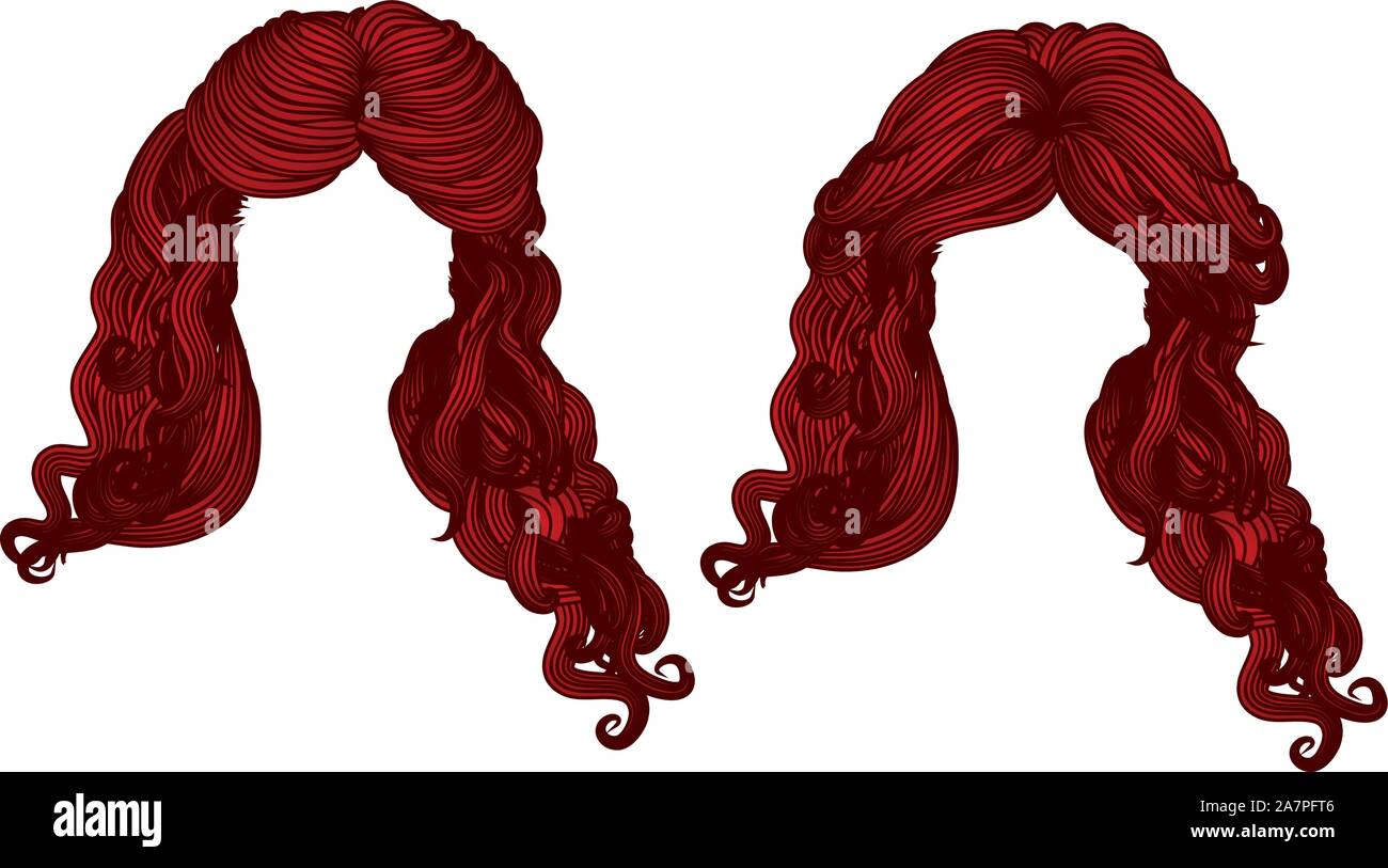 Illustration of hand drawn curly hair style of red color Stock Vector ...