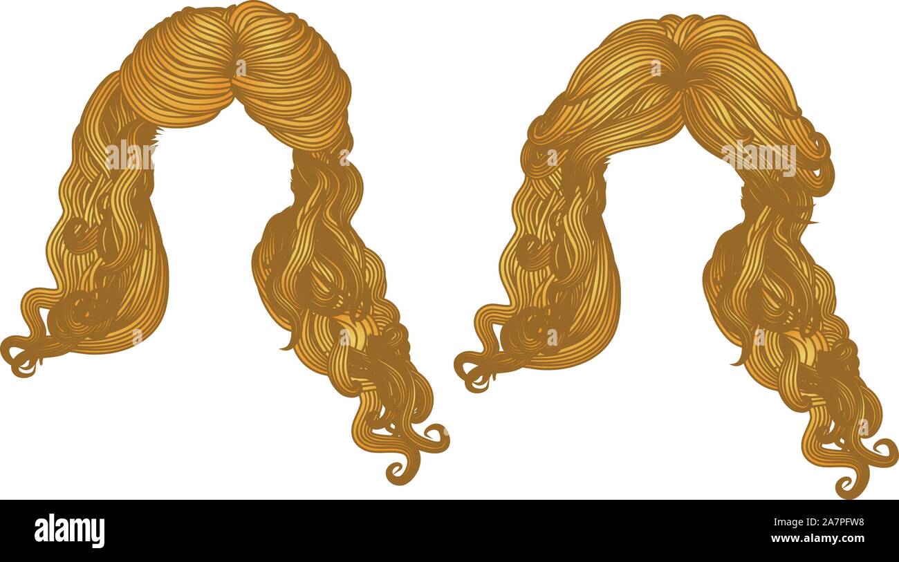 Illustration of hand drawn curly hair style of yellow color Stock ...