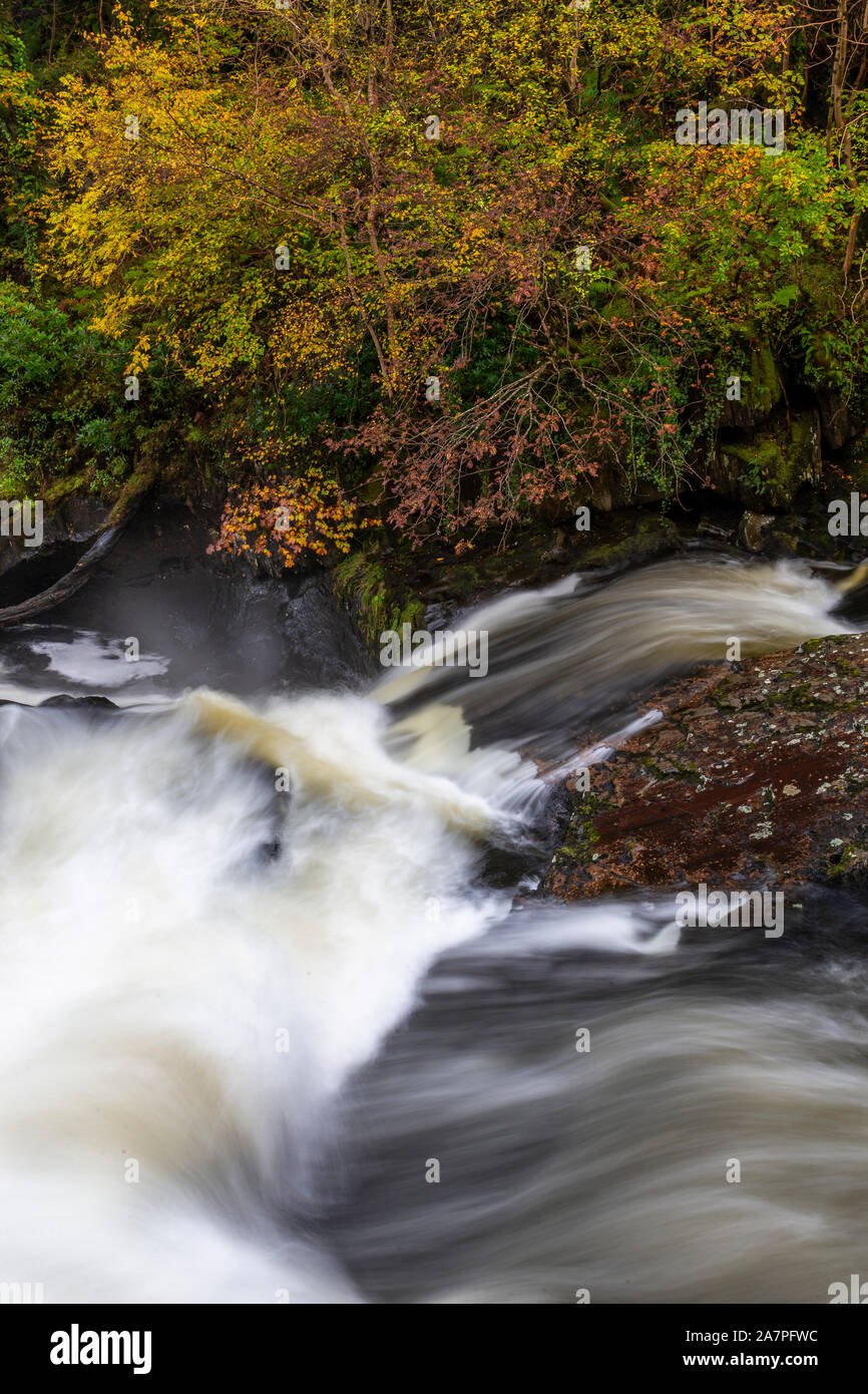 Waterfall on the Afon Llugwy river at Capel Curig, Snowdonia, North ...