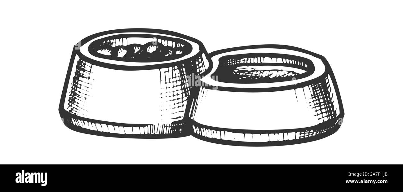 Dog eating food and water bowl Stock Vector Images - Alamy