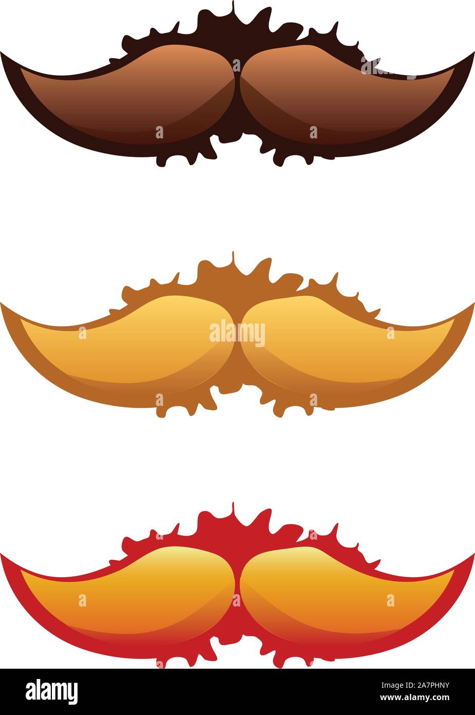 Colorful mustaches set with grunge splatters on white background Stock ...