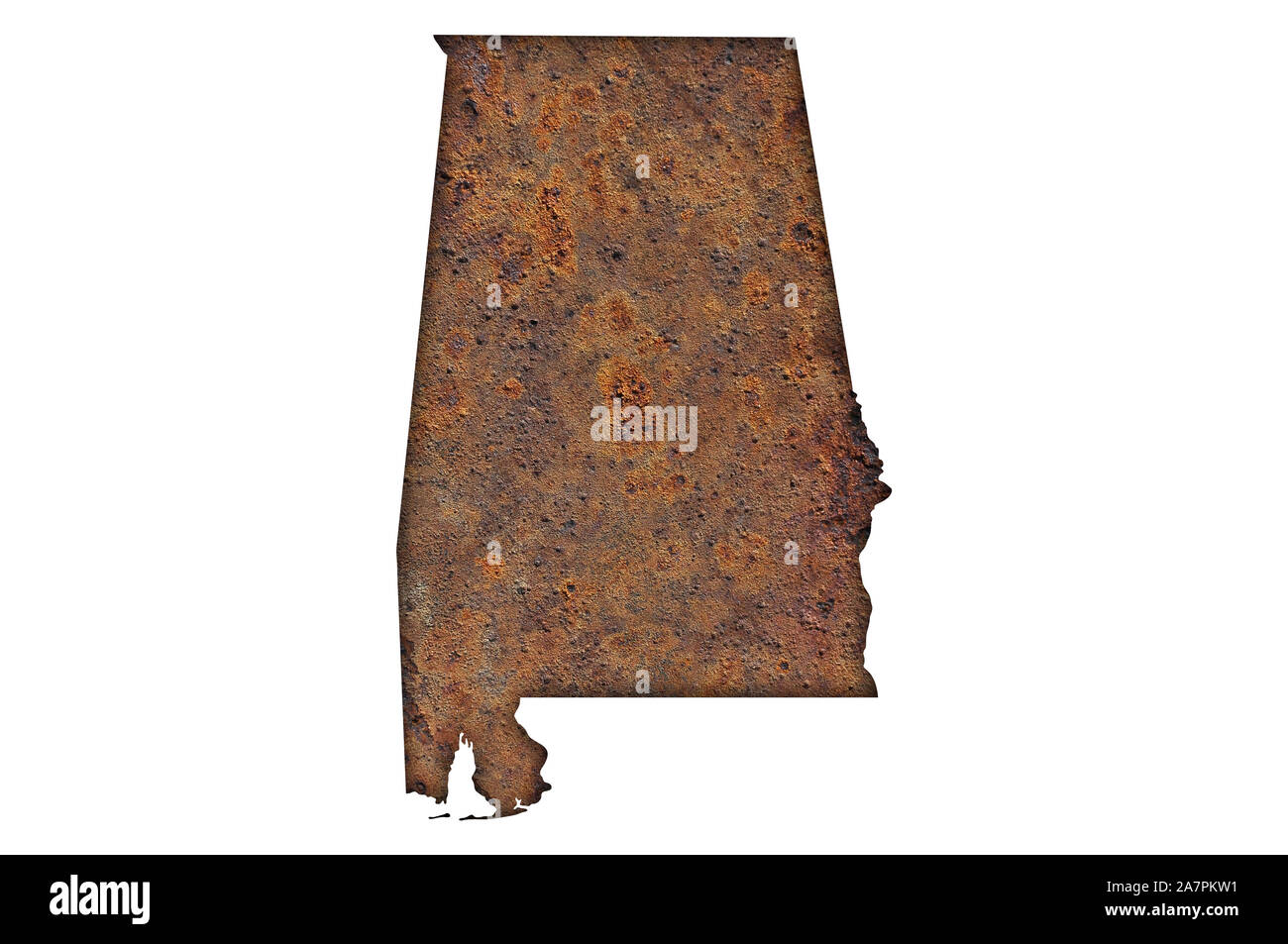 Map of Alabama on rusty metal Stock Photo - Alamy