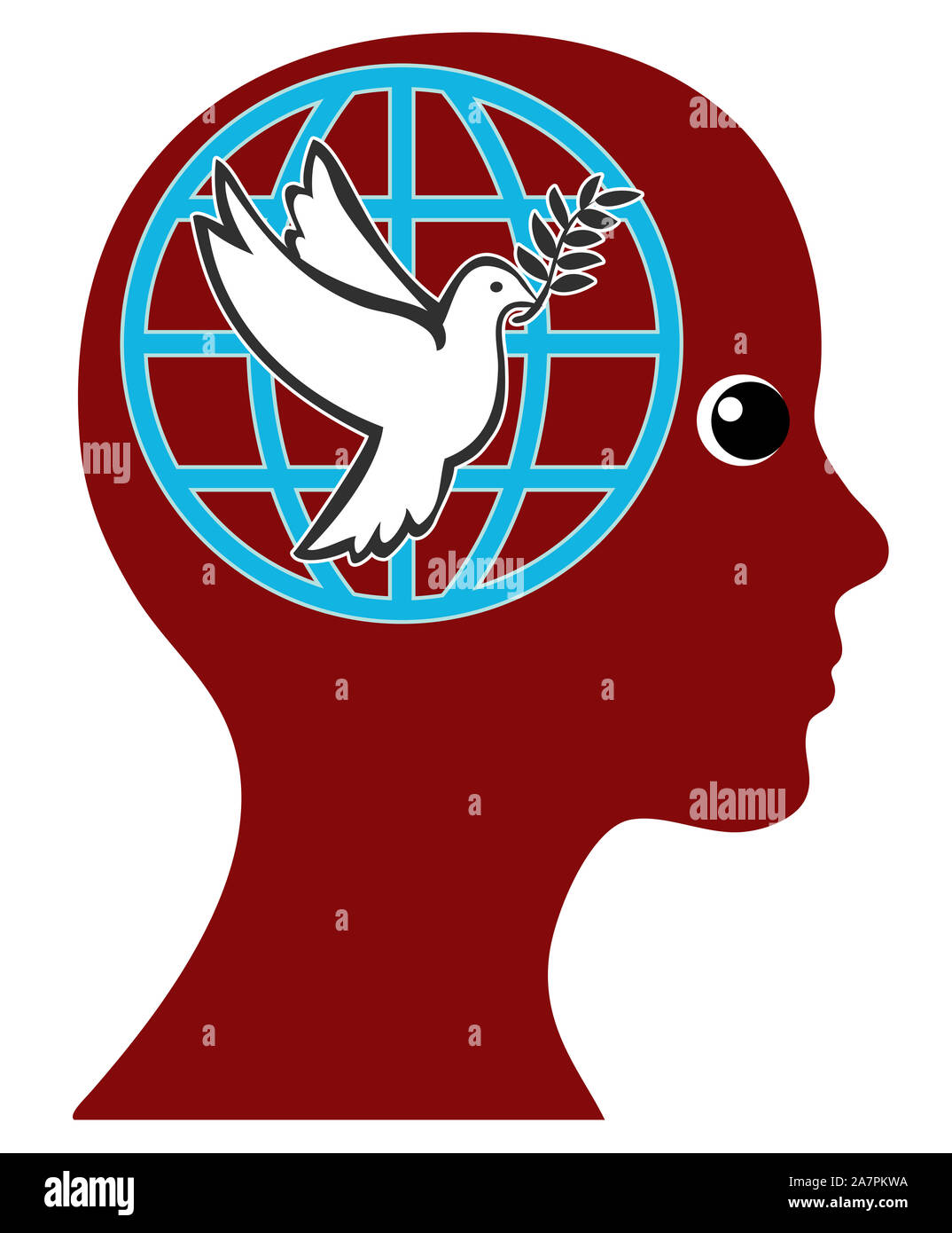 The globe and the dove of peace are the symbol for a peaceful world ...