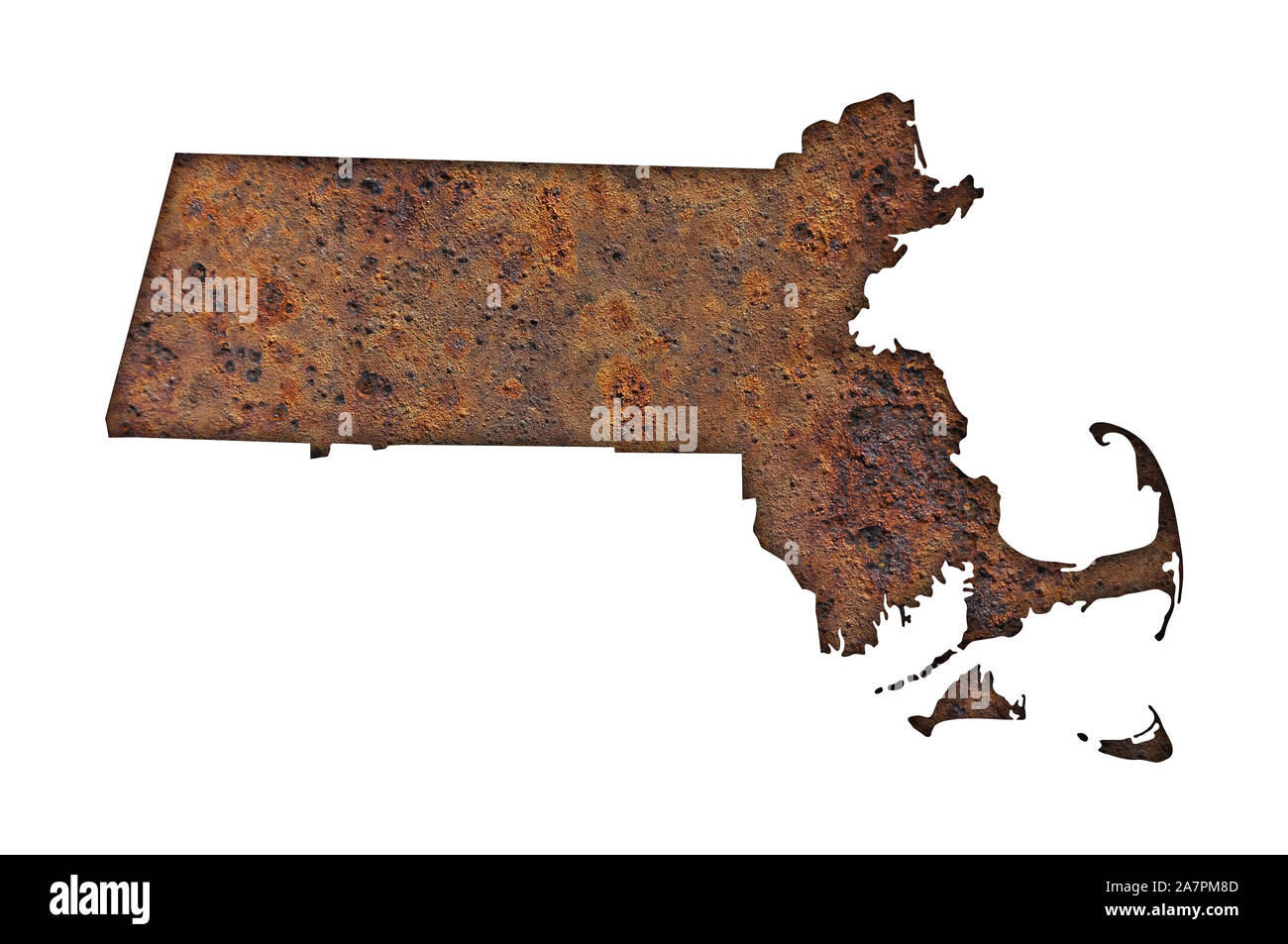 Map of Massachusetts on rusty metal Stock Photo - Alamy