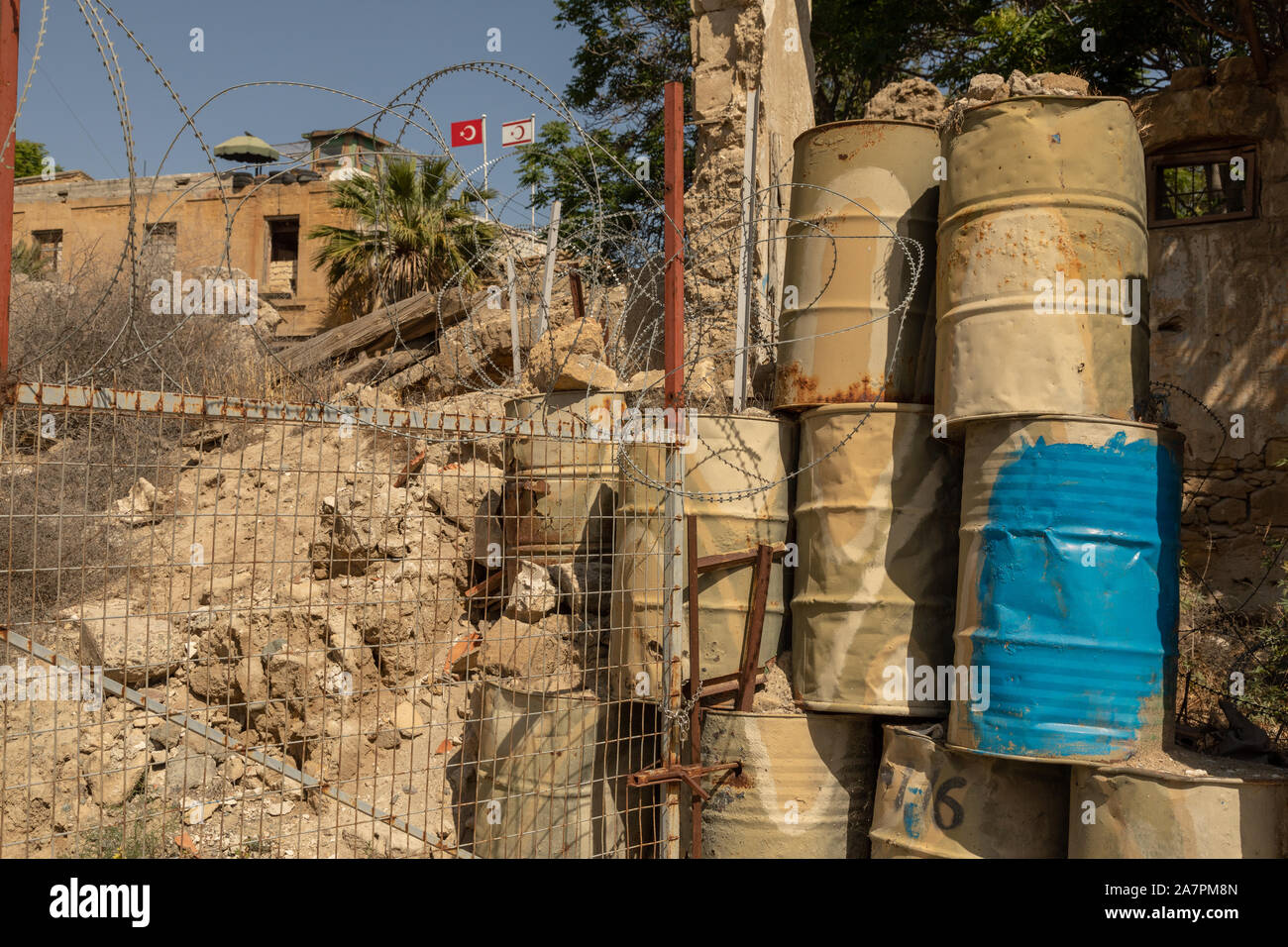 Cyprus-Turkish buffer zone or 'Green Line', also known as Attila Line ...