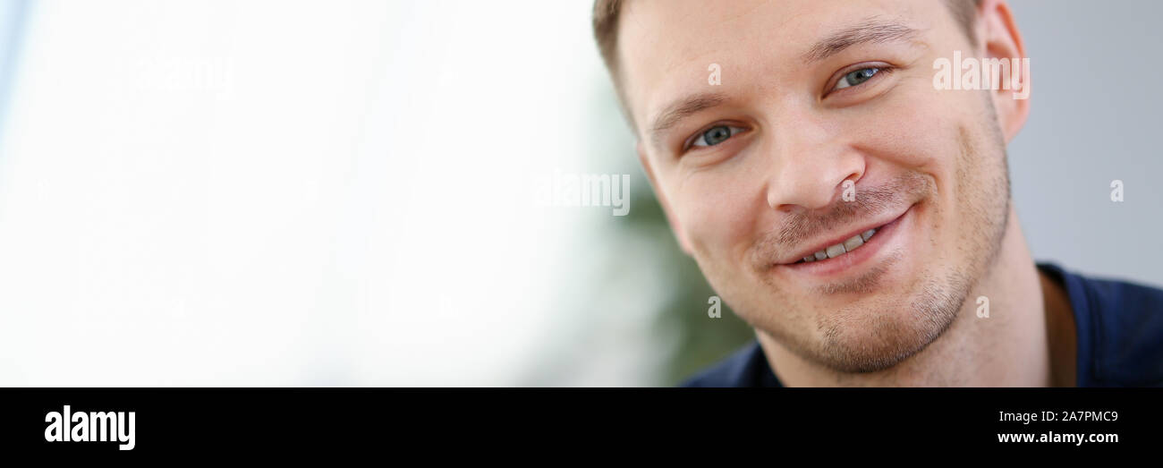 Handsome and Smiling Male Face Closeup Portrait Stock Photo - Alamy