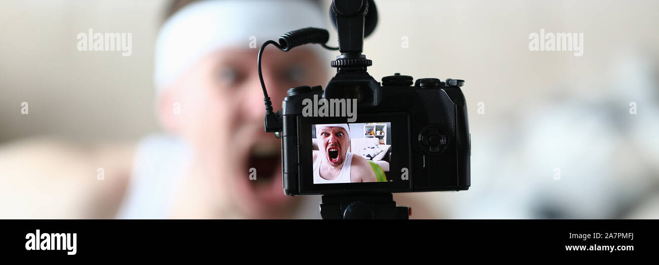 Professional Digital Camera Record Screaming Man Stock Photo - Alamy