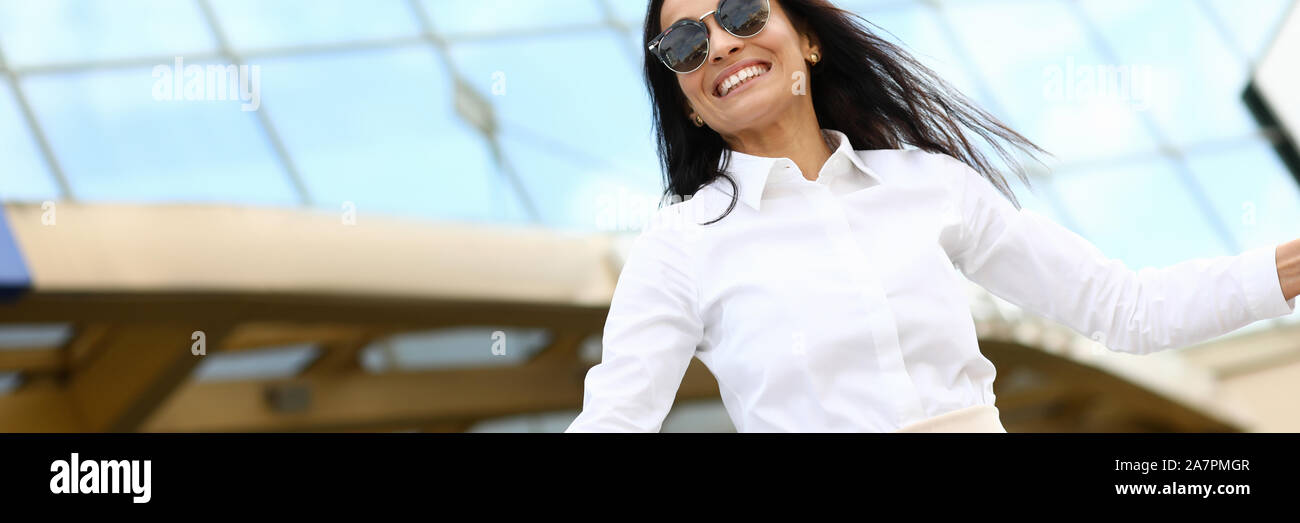 Happy contented beautiful woman in Stock Photo - Alamy