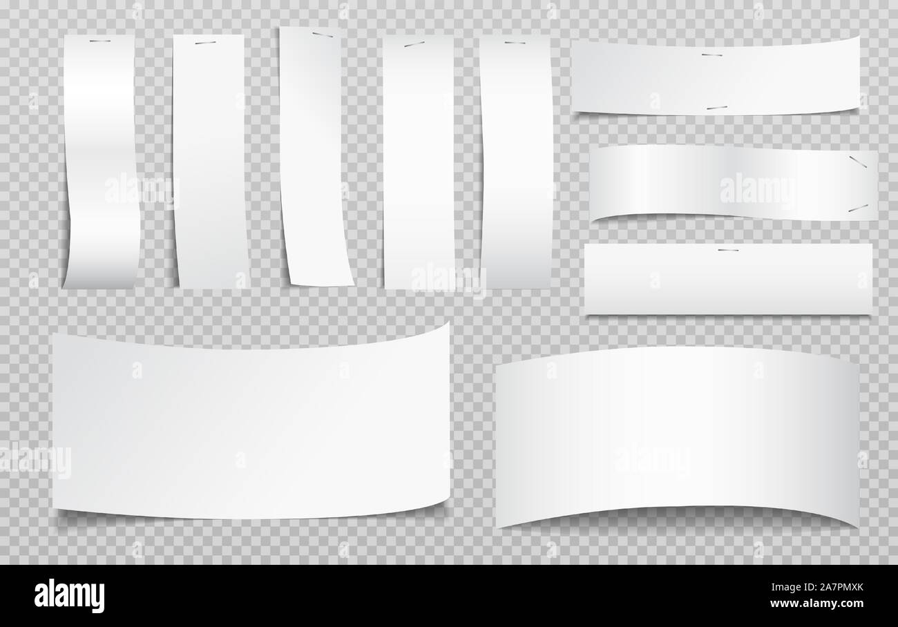 Set of white note, notebook paper pieces, reminder tapes are pinned ...