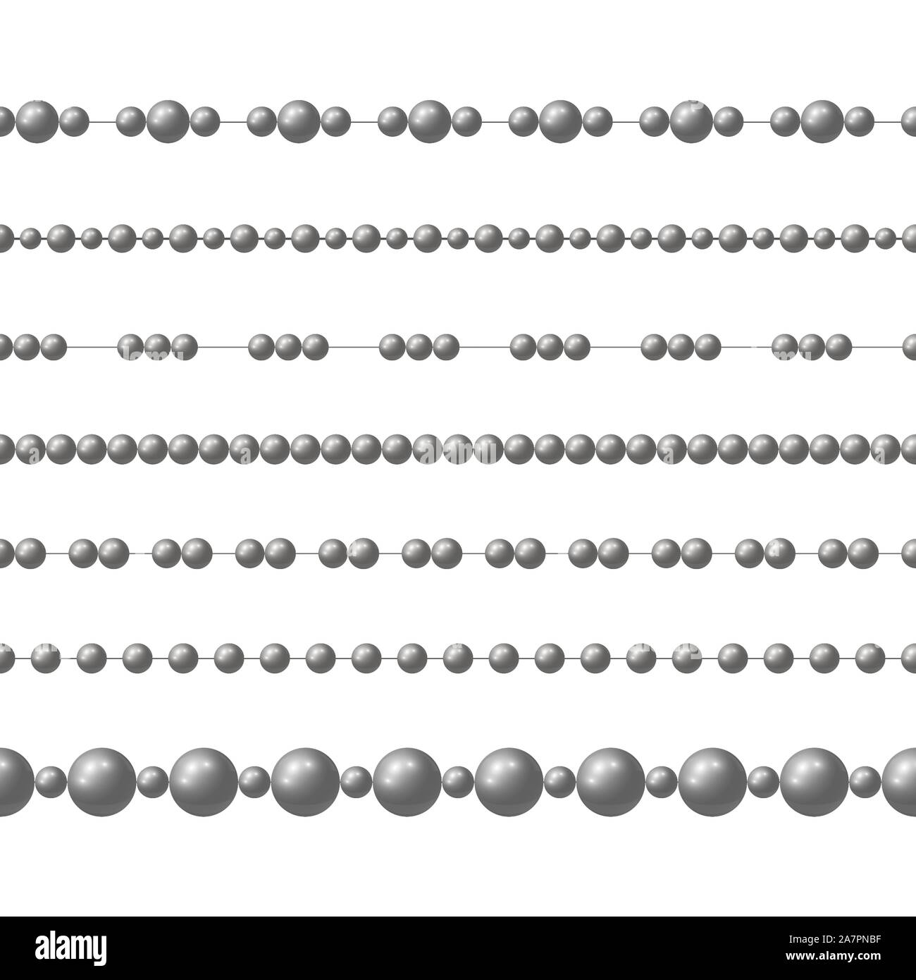 Gray realistic steel bead chain. Vector set of realistic seamless ...
