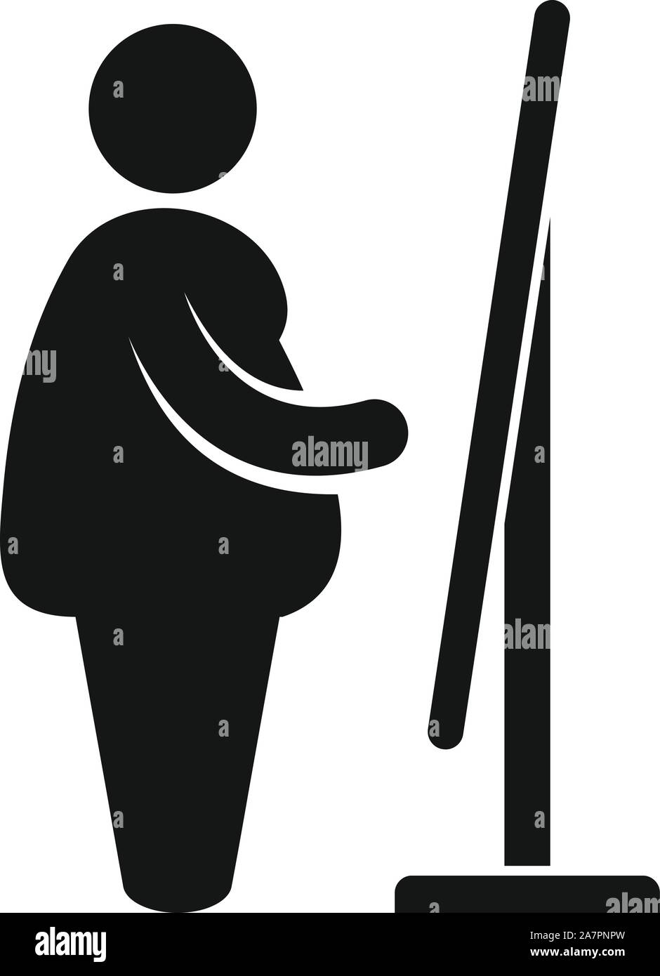 Overweight person look in mirror icon. Simple illustration of ...