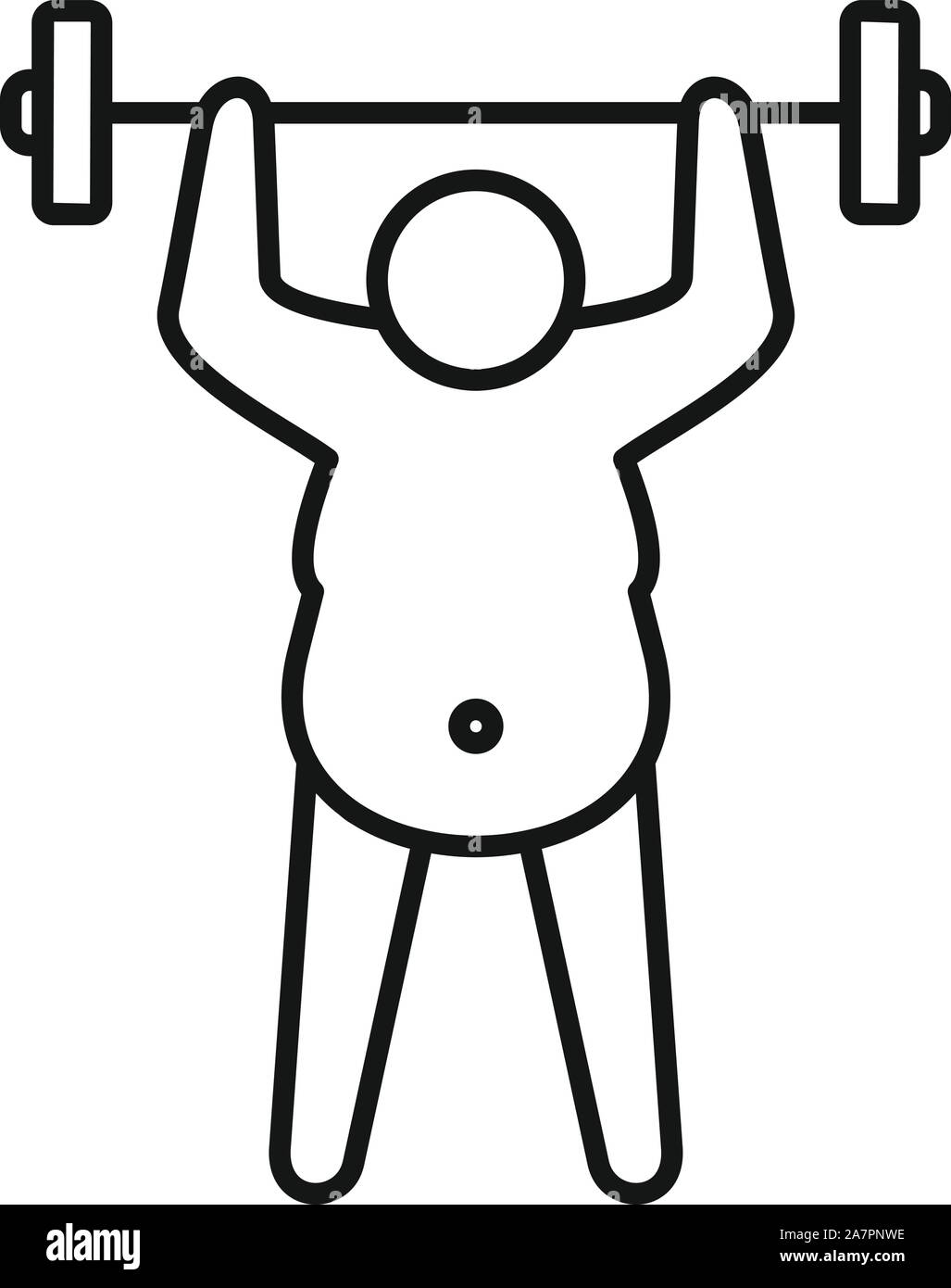 Overweight man dumbbell icon. Outline overweight man dumbbell vector ...