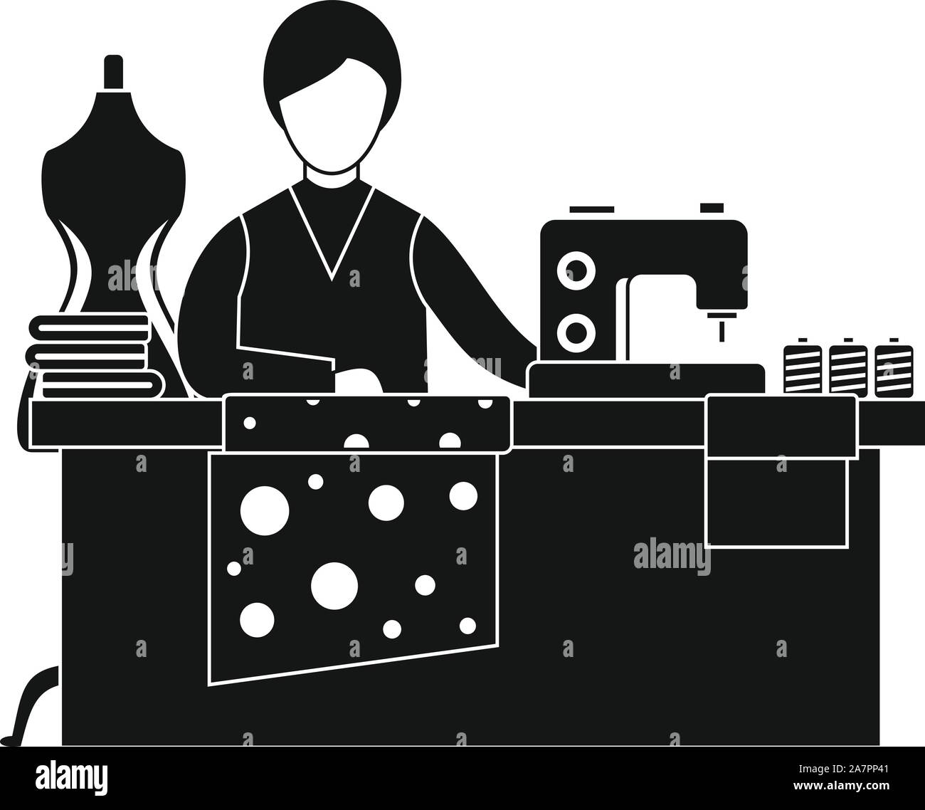 Sewing woman working icon. Simple illustration of sewing woman working ...