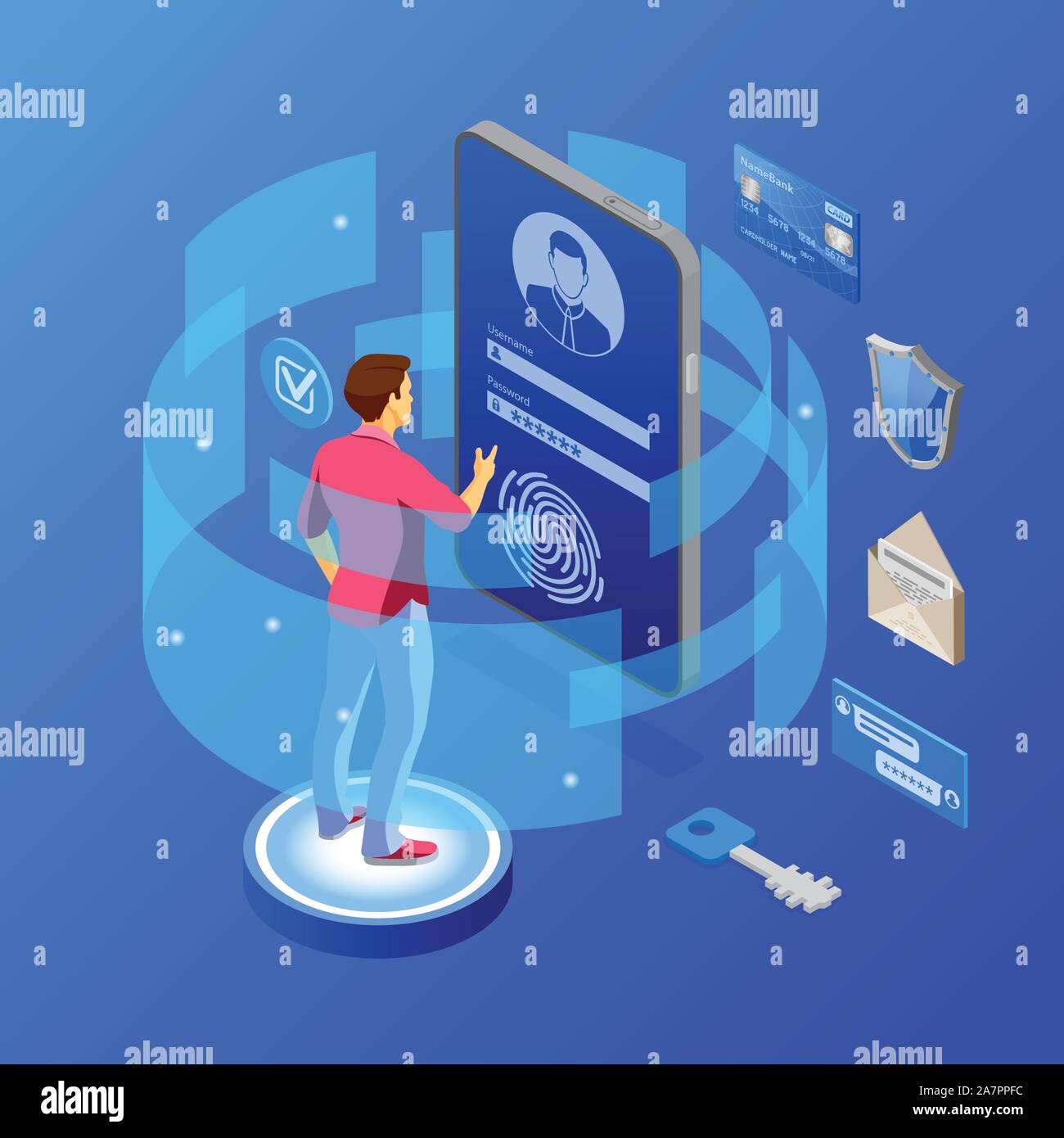 Isometric personal data protection Stock Vector Images - Alamy