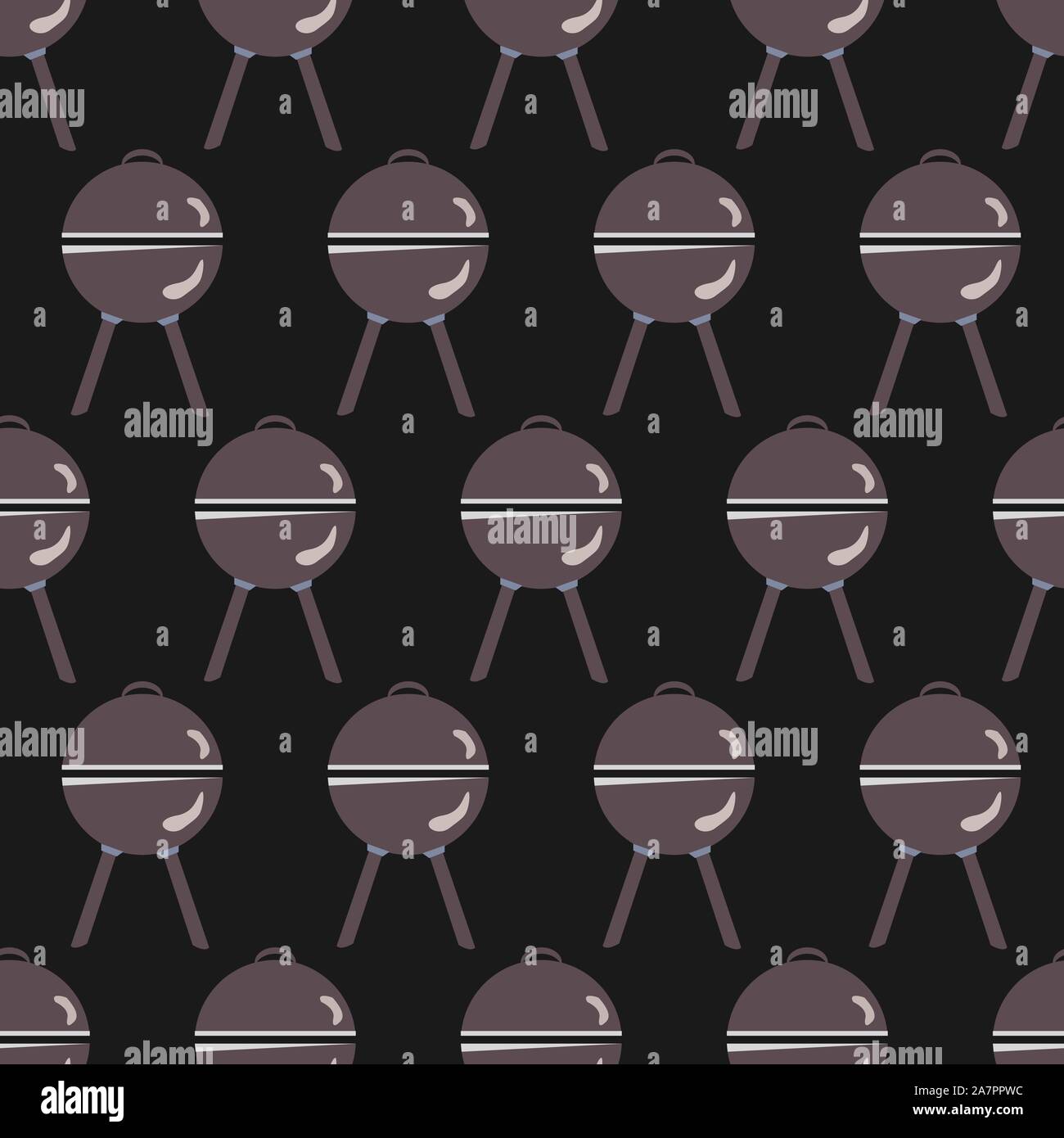 Seamless pattern with grill and kitchen utensils. Vector Illustration ...