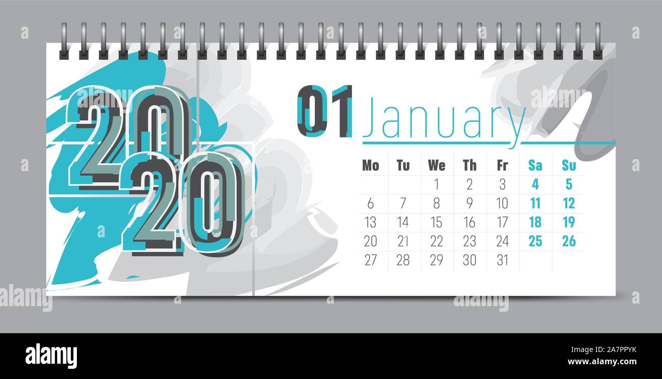 Vector calendar design with 2020 seasons concept and typography Stock ...