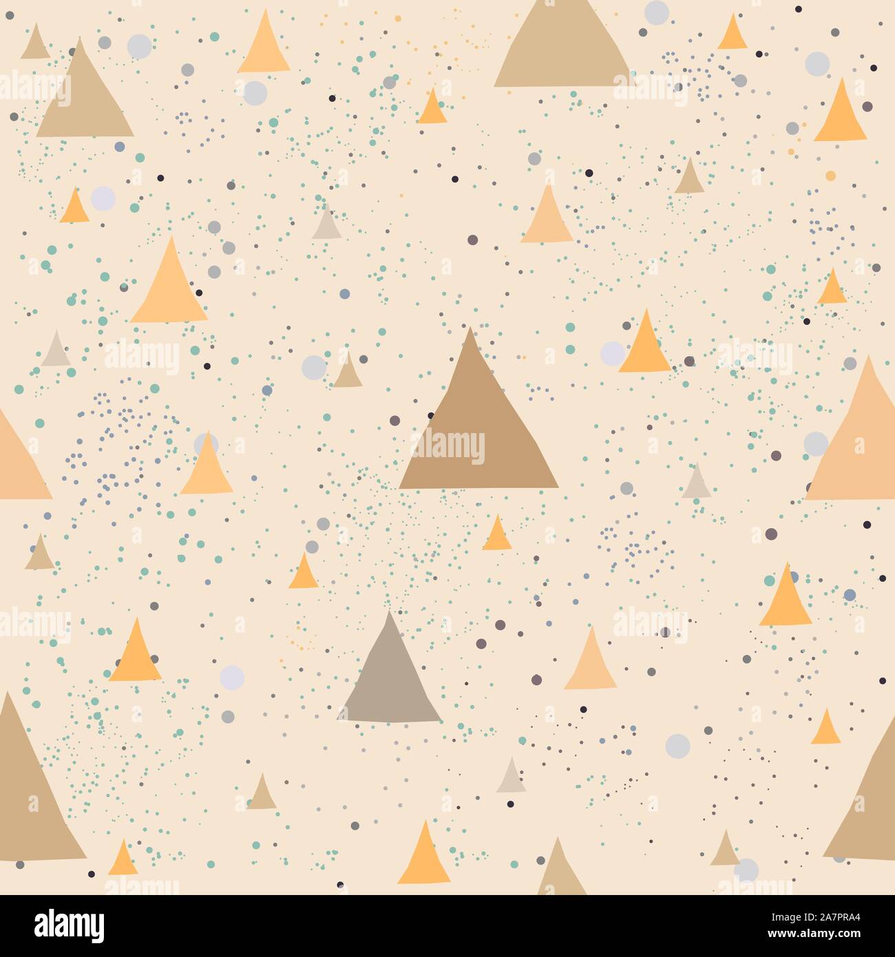 Seamless pattern with triangles on yellow dotted background. Repeating ...