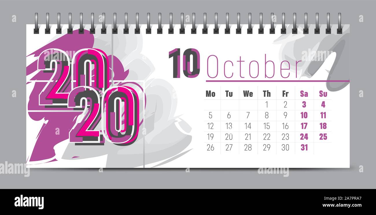 Vector calendar design with 2020 seasons concept and typography Stock ...