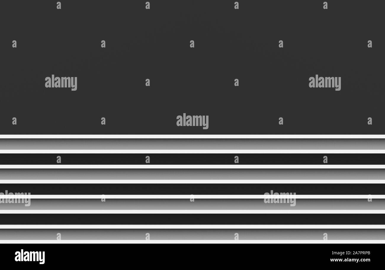 3d rendering.White Horizontal slim long panel parallel pattern on black ...