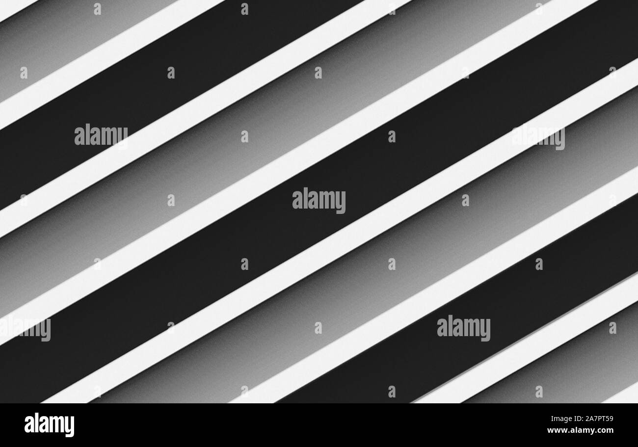 3d rendering. diagonal White long panel parallel pattern on black wall ...