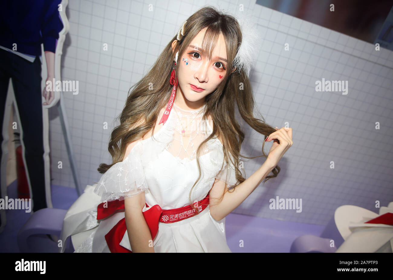 Chinese showgirls pose during the 17th China Digital Entertainment Expo, also known as ChinaJoy ...