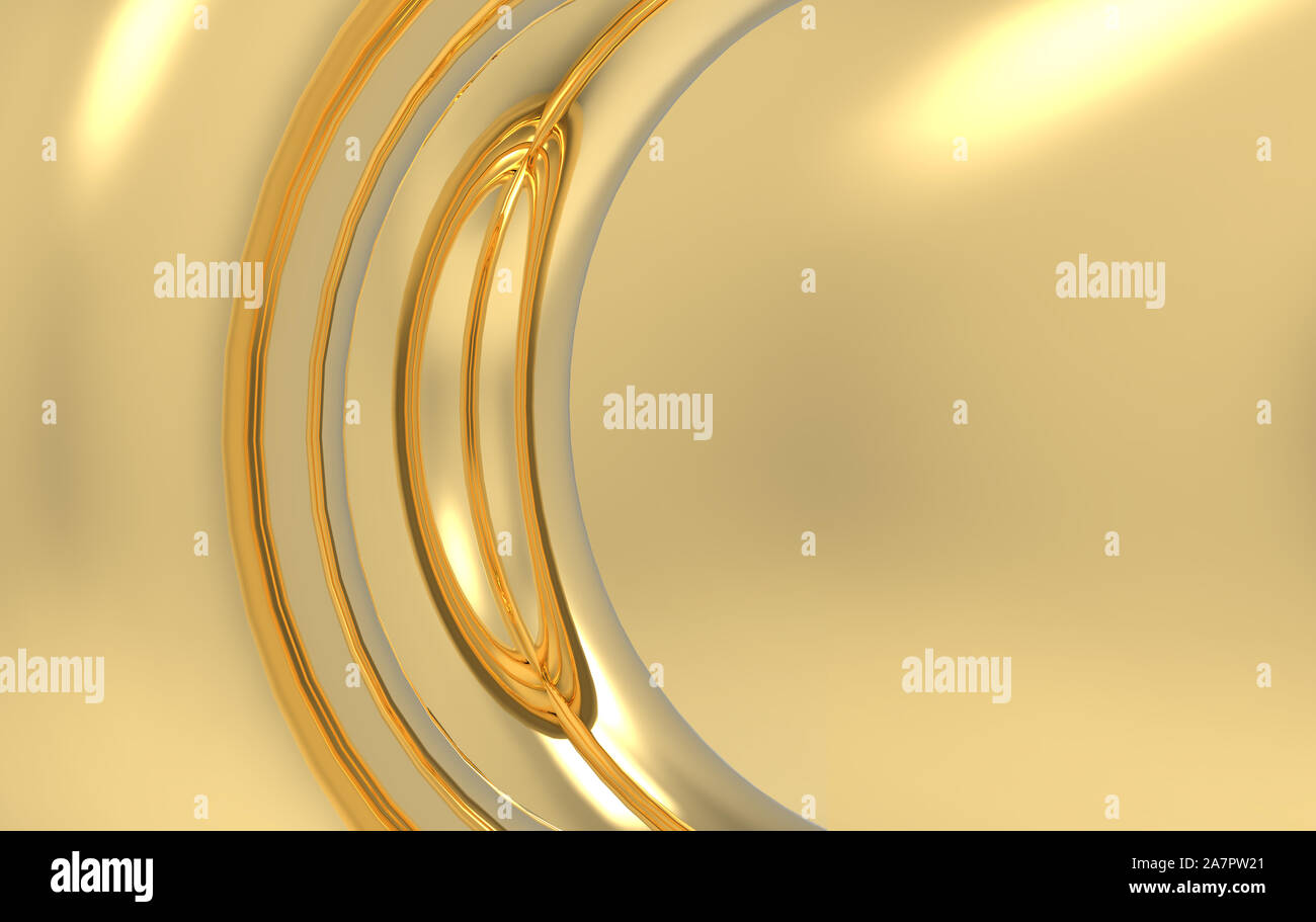 3d rendering. luxurious golden curve surface design wall background ...