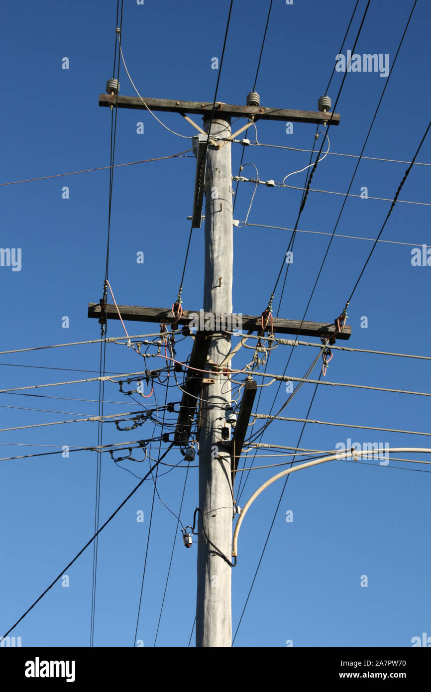 Old wooden electric wires pylon in Queensland, Australia Stock Photo ...
