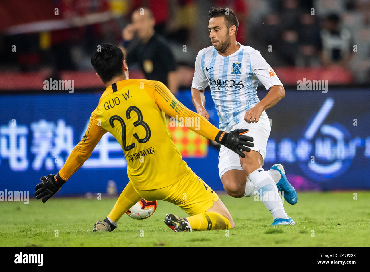 Israeli-Arab football player Dia Saba of Guangzhou R&F F.C. chases ...