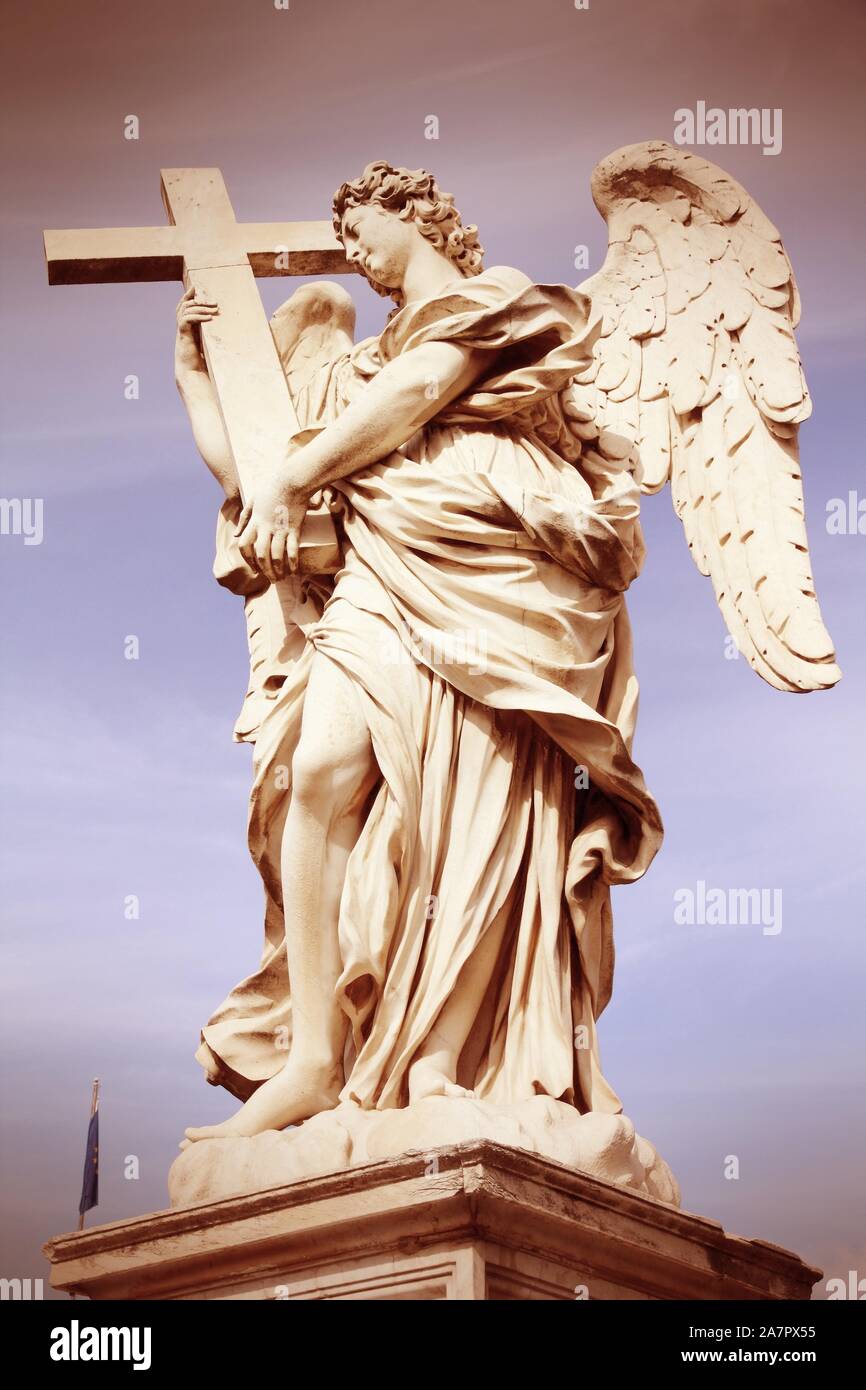 Angel in Rome, Italy. One of the angels at famous Ponte Sant' Angelo ...
