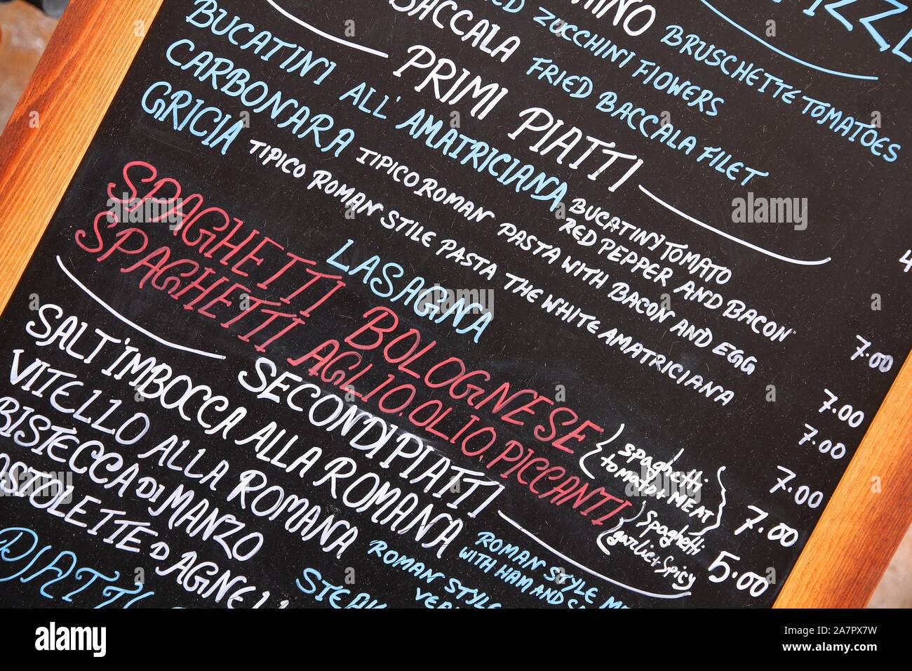 Rome Italy Food Menus