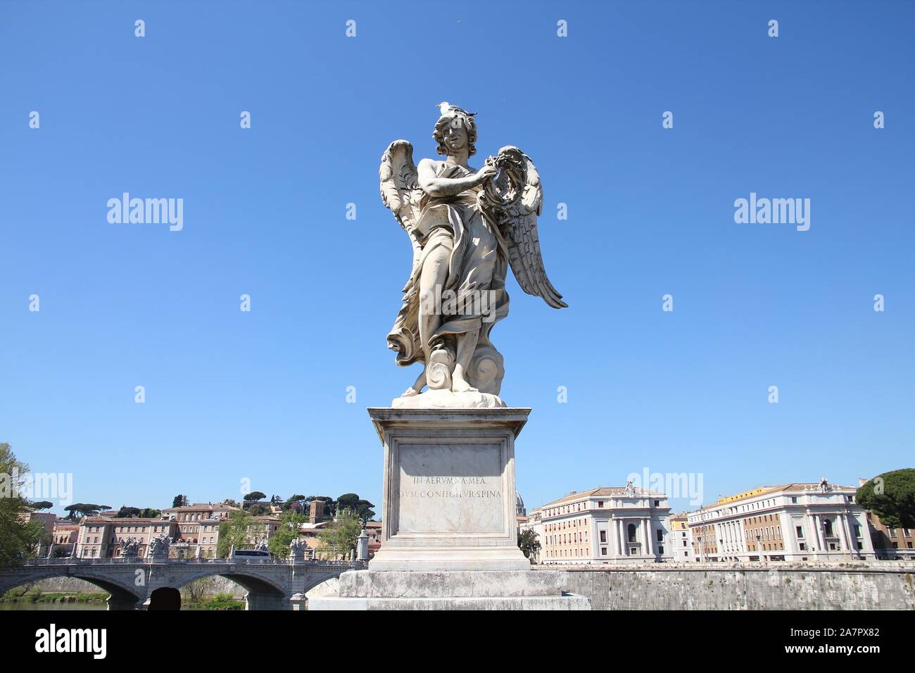 Angel in Rome, Italy. One of the angels at famous Ponte Sant' Angelo ...