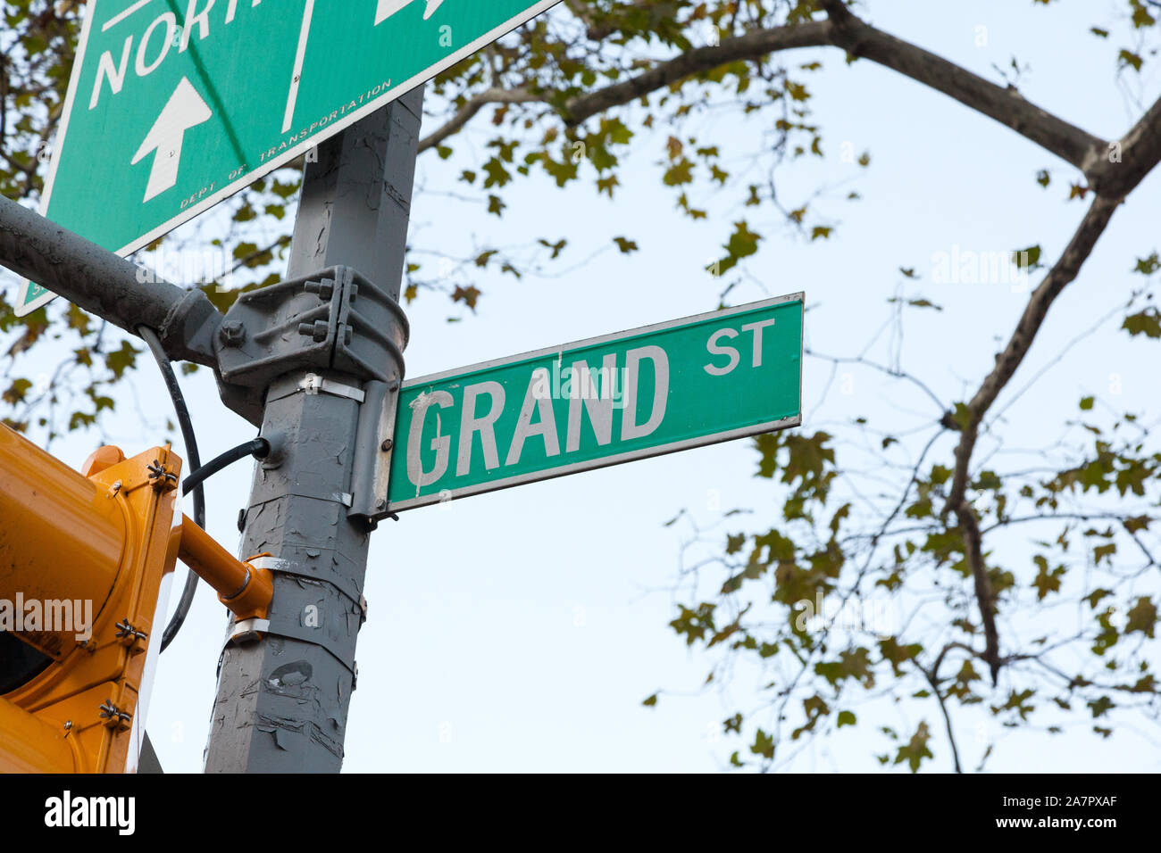 Grand Street road sign, Chinatown, Grand Street, New York City, United ...