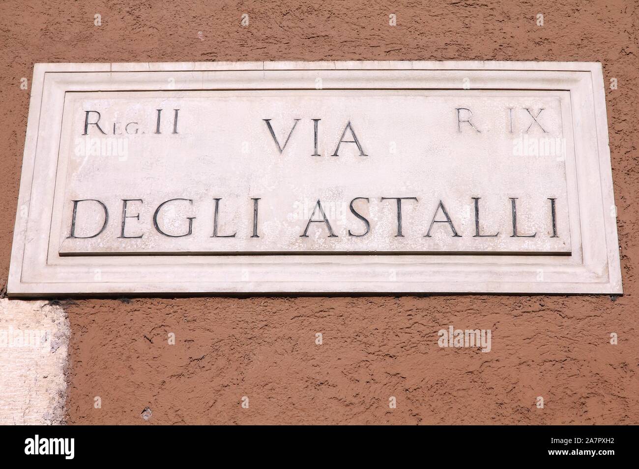 Rome street sign - Via Degli Astalli in Pigna district Stock Photo - Alamy