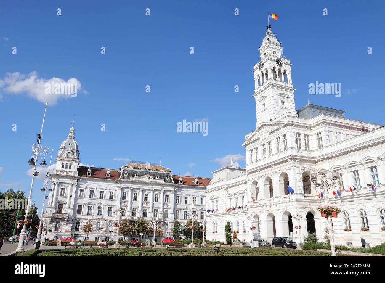ARAD, ROMANIA - AUGUST 13, 2012: People visit Old Town in Arad, Romania ...