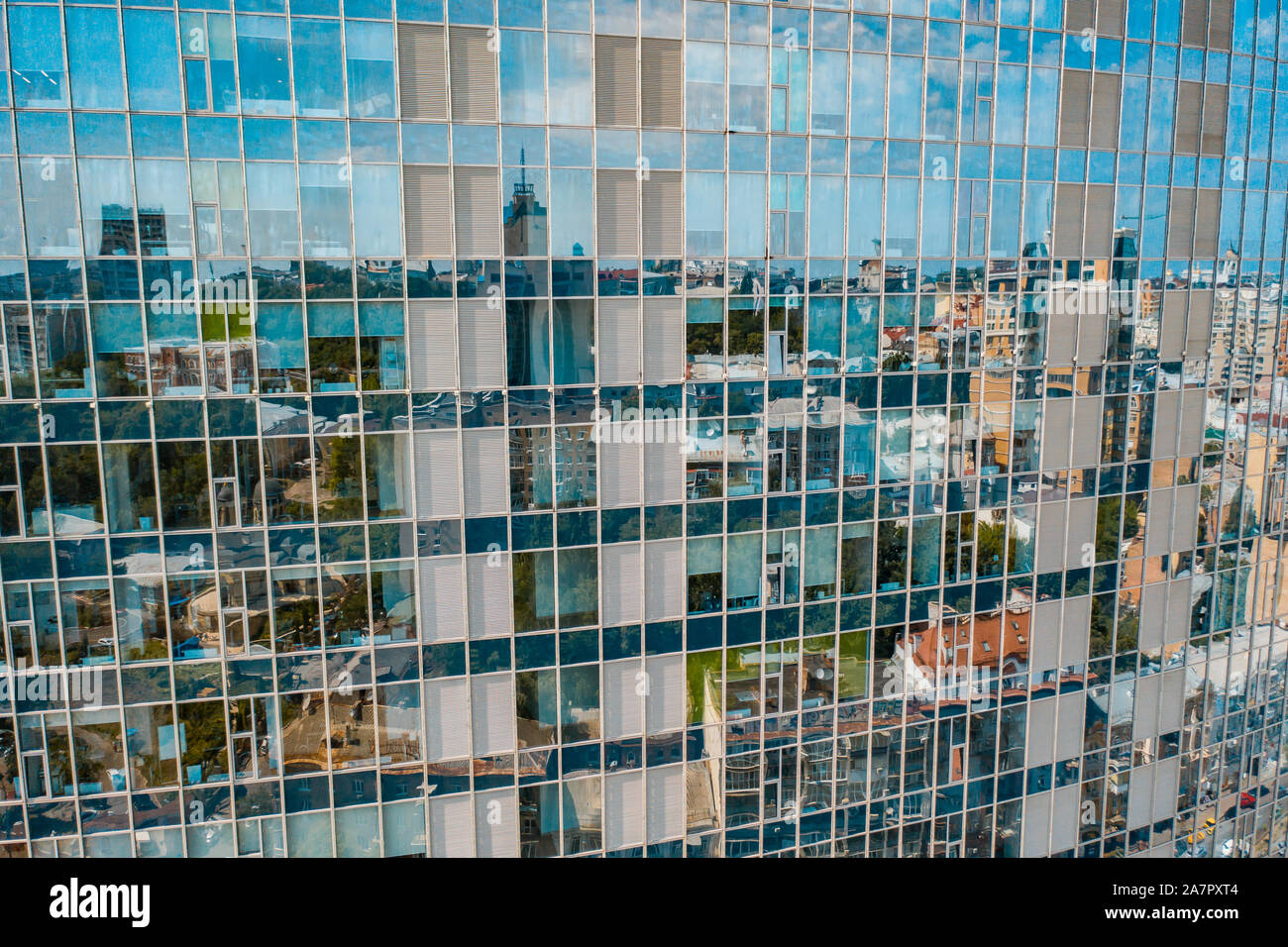 Street reflection on glass steel building facade Stock Photo - Alamy