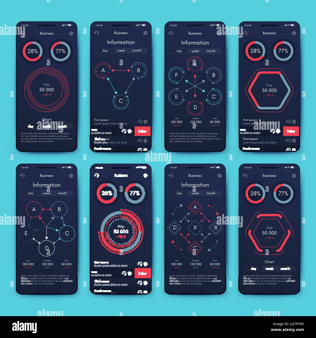 Different UI, UX, GUI screens and flat web icons for mobile apps, responsive website including ...