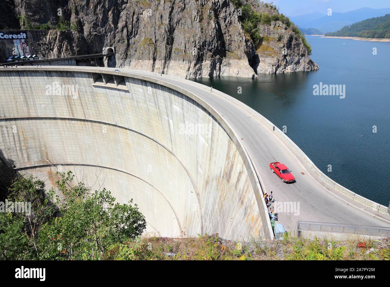 VIDRARU DAM, ROMANIA - AUGUST 23, 2012: People visit Vidraru Dam in ...