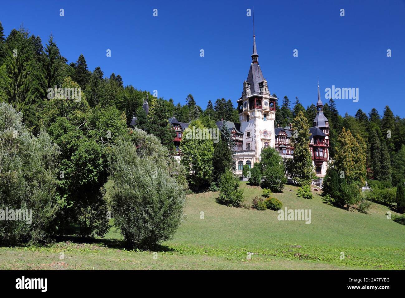 Castle in Romania. Peles Castle is a beautiful Neo-Renaissance landmark ...