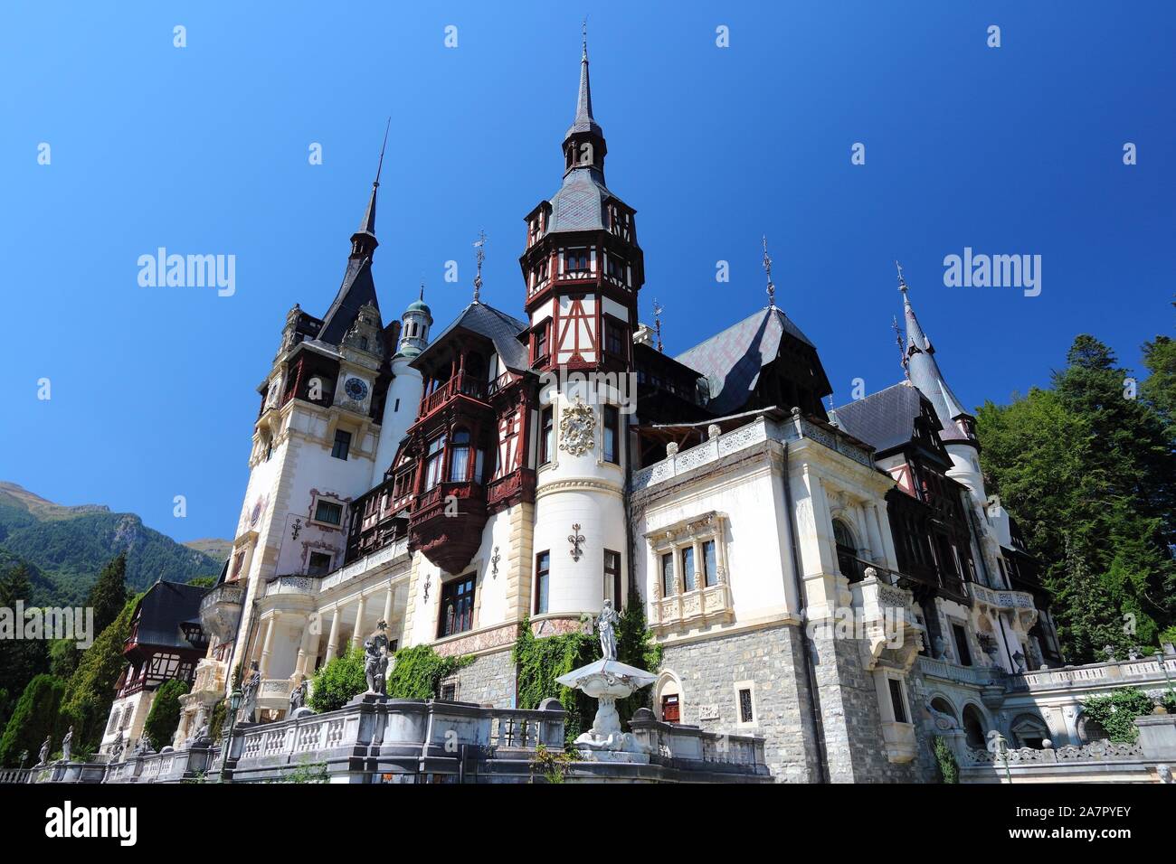 Castle in Romania. Peles Castle is a beautiful Neo-Renaissance landmark ...